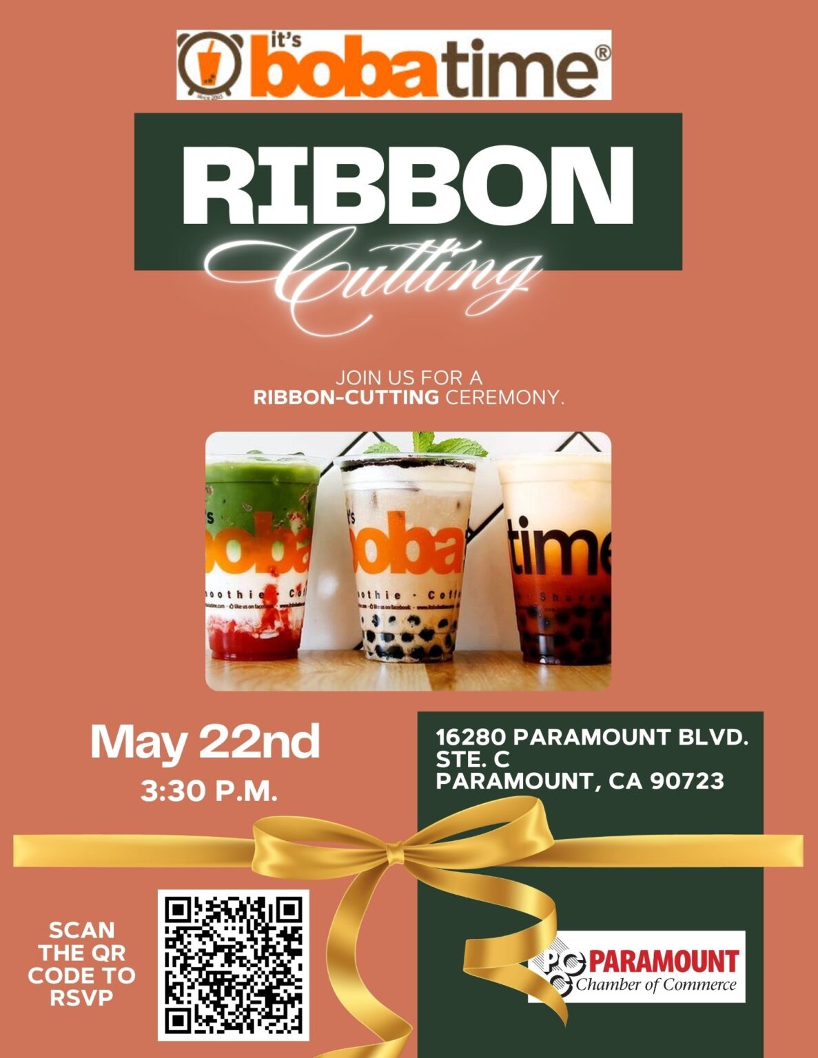 It's Boba Time Ribbon Cutting - Paramount Chamber